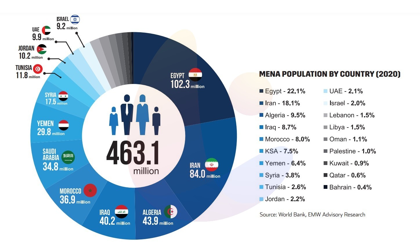 Mena Population by Country (2020)